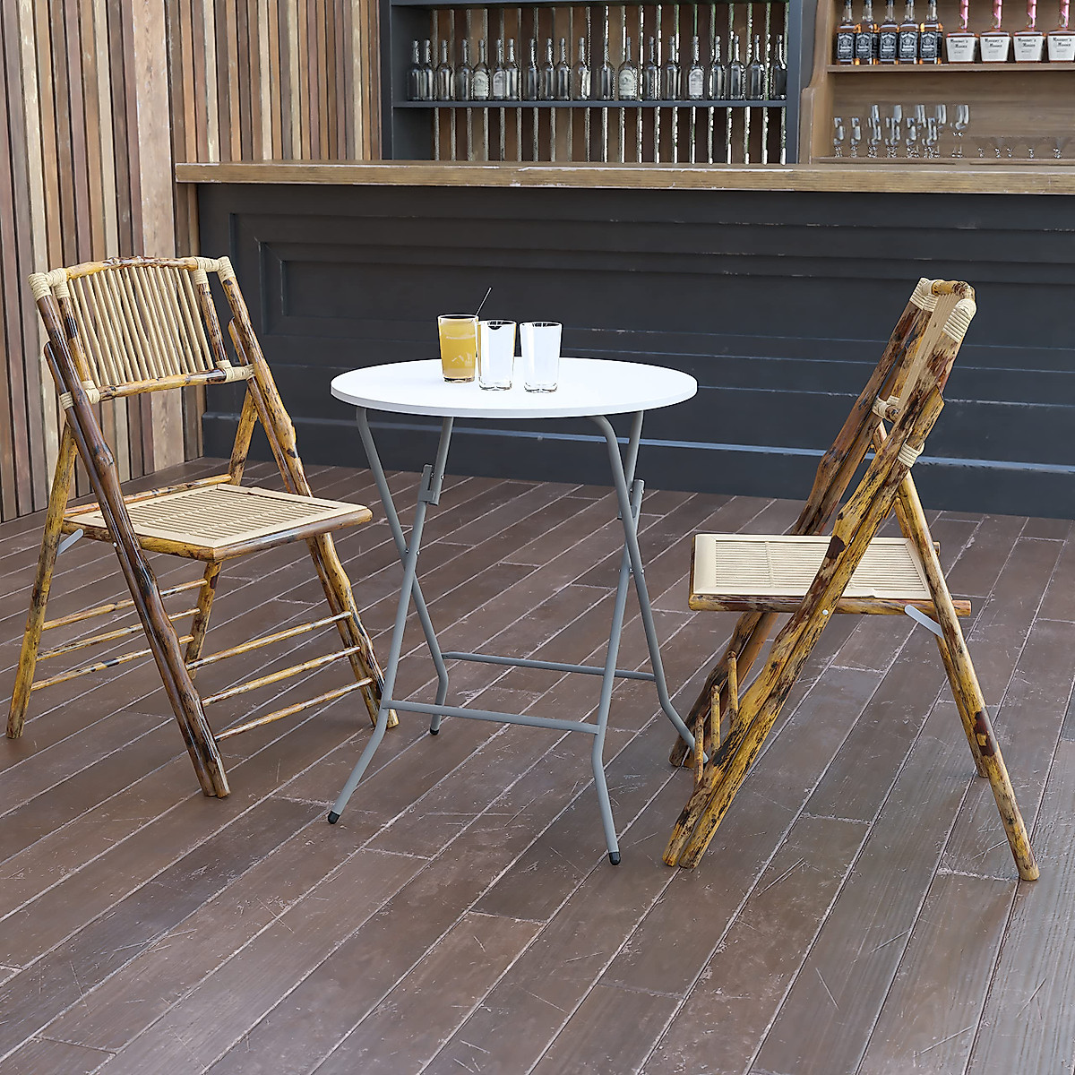 Flash Furniture Elon 2' Round All-Occasion Plastic Folding Event Table, Foldable Portable Banquet Table for Indoor/Outdoor Events, White