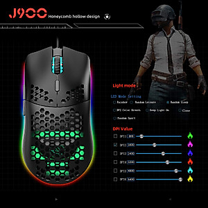 FELICON Portable one Handed Gaming Mechanical Keyboard and Mouse Combo, RGB Backlit Wired Gaming Left Handed and Up to 6400DPI Honeycomb Shell Mouse for PC Laptop Computer