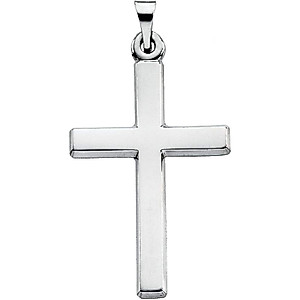 Solid Platinum Cross Crucifix Charm Pendant (24mm x 16mm)