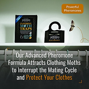 Dr. Killigan's Premium Clothing Moth Traps with Pheromones Prime | 6-Pack Non-Toxic Clothes Moth Trap with Lure for Closets & Carpet | Moth Treatment & Prevention | Case Making & Web Spinning (Black)