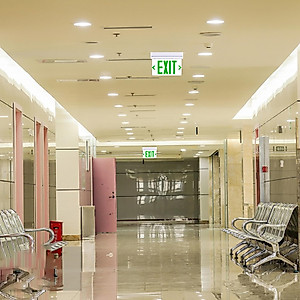 LEDONE Green Exit Light, LED Emergency Exit Light with Battery Backup, Clear Face, 120-347Vac, Canopy Included, Green Letter Exit Sign, UL 924 Title 20, 1PK