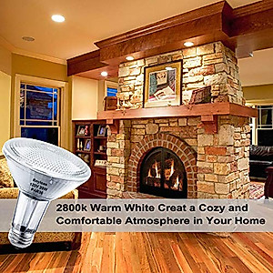 PAR30 Long Neck, 6PCS PAR30L Flood Light Bulbs，Dimmable, PAR30 Bulb 120V 50W Replacement, Long Lasting Lifetime, High brightness & Warm White, E26 Medium Screw Base, 39PAR30/FL for Recessed Light Bulb