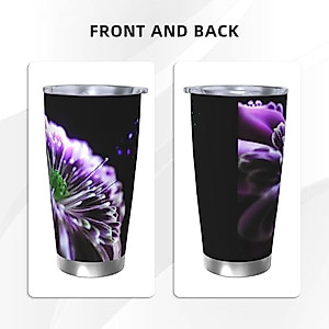 jshmgchw 3d Violet Green Glow 20oz Tumbler, Car Cup With Lid And Straw, Spill-Proof, Stainless Steel Double Wall Vacuum Insulated Reusable Coffee Travel Mug, For Cold Drinks, Hot Beverage