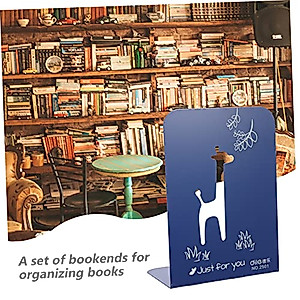 Operitacx 8 Pcs Book Stand Office Decor Office Bookshelf Desktop Decor Metal Bookstand Books Support Convenient Book Ends File Book Stands Study Book Organizer Crafted Book Stands Iron Blue