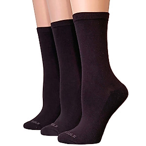 Legale Women's Pillow Sole Crew Socks 3 Pair Pack (Black / Black / Black)