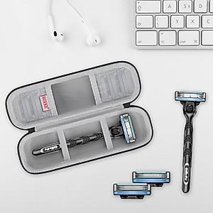 BOVKE Travel Case Compatible with Gillette Mach3 / Mach3 Sensitive / Mach3 Shield / Fusion5/ Fusion5 ProGlide Power and More Razors for Men, Black