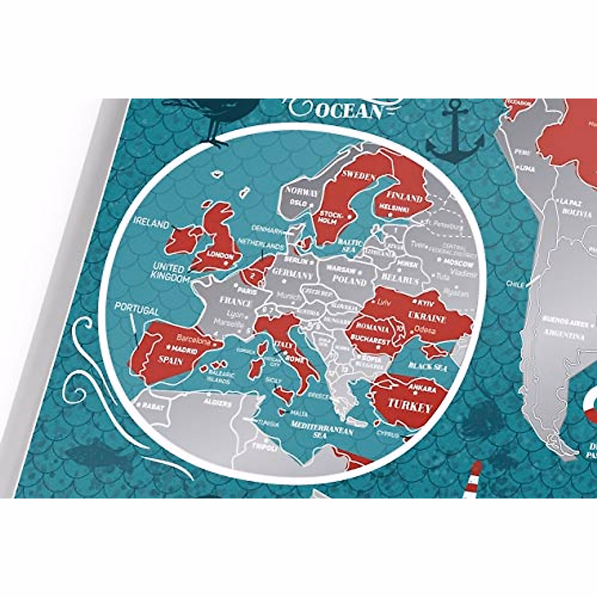 Small Scratch Off Travel World Map 1DEA.me - Premium Edition - 23.6" x 15.8" - Rewritable Places I’ve Been Travel Map - US States Outlined - Made from Flexible Plastic to Last Longer