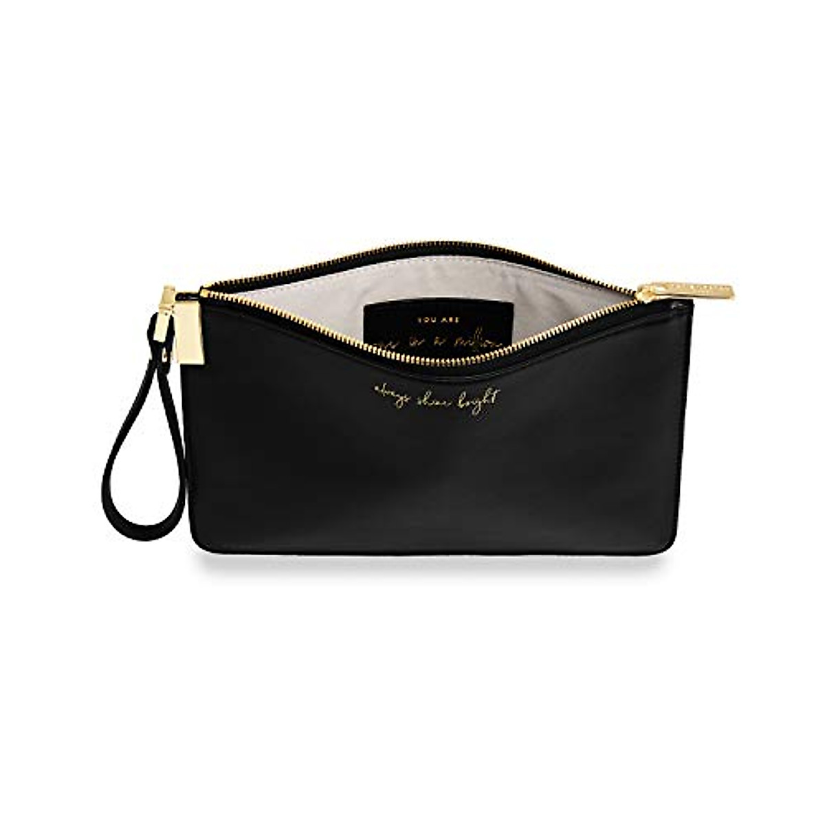 KATIE LOXTON Always Shine Bright Womens Vegan Leather Secret Message Pouch Clutch Black