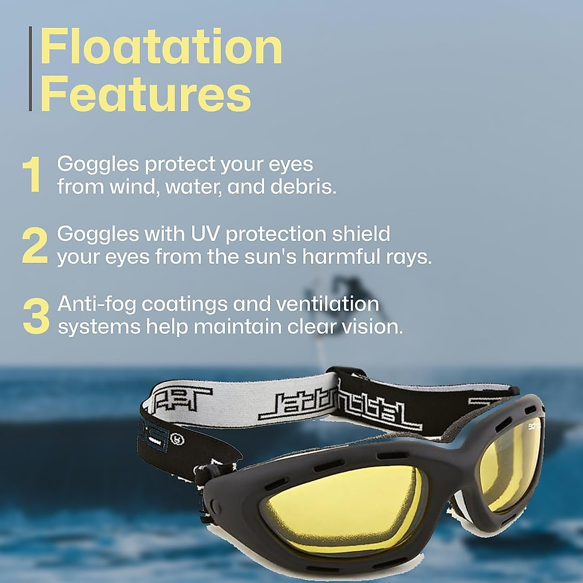 Jettribe Classic Jet Ski Goggles - PWC Watercraft Water Sports Sunglasses - Easy Fit Glasses for Ultimate Adventure Like Kite Boarding, Surfer, Kayak, etc - Pink Floating Frame/Amber Lens Goggles