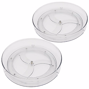 Lazy Susan Turntable Storage Organizer 2 Pcs，Kitchen Spice Rack，Rotation Clear Cupboard Turntable,Dressing Table Storage Rack,Use for Kitchen Dining Room Cabinet Refrigerator Bathroom and Powder Room