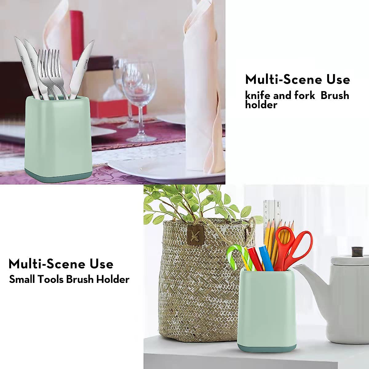 Lengtimo Fashion Pen and Pencil Holder, Pencil Cup for Kids or Makeup Brush Holder for Women, Durable Stand Desk Organizer Storage Gift for Office, Classroom, Home（ Light green ）