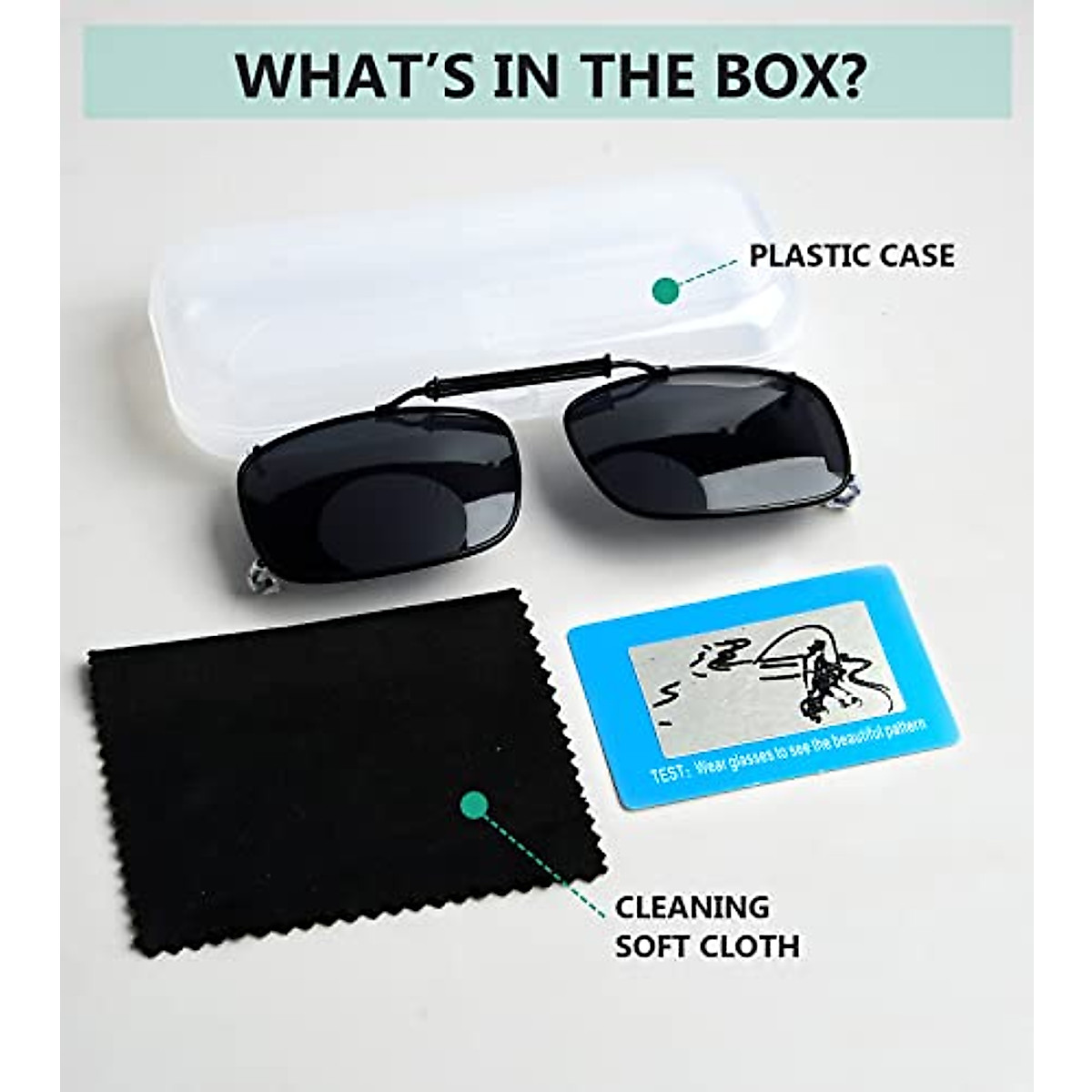 Eyekepper Large Clip On Sunglasses With Spring Draw Bar Polarized Grey Lens 57x39MM