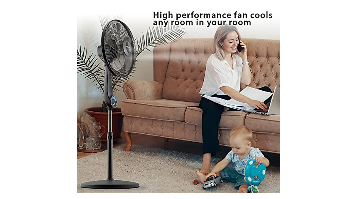 Air Monster 16" Quiet Pedestal Fan with Remote & Timer