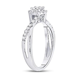 Dazzlingrock Collection 14kt White Gold Womens Round Diamond Solitaire Bridal Wedding Engagement Ring 1/2 ctw