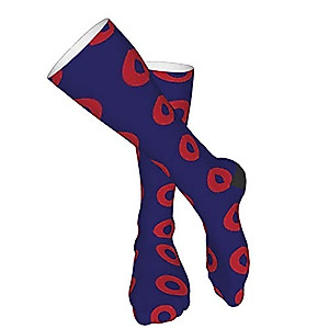 Zjblheq Socks Phish Red Donut Circles On Blue Casual Novelty Funny For Outdoor Athletic Sports Boot Running Hiking Trekking