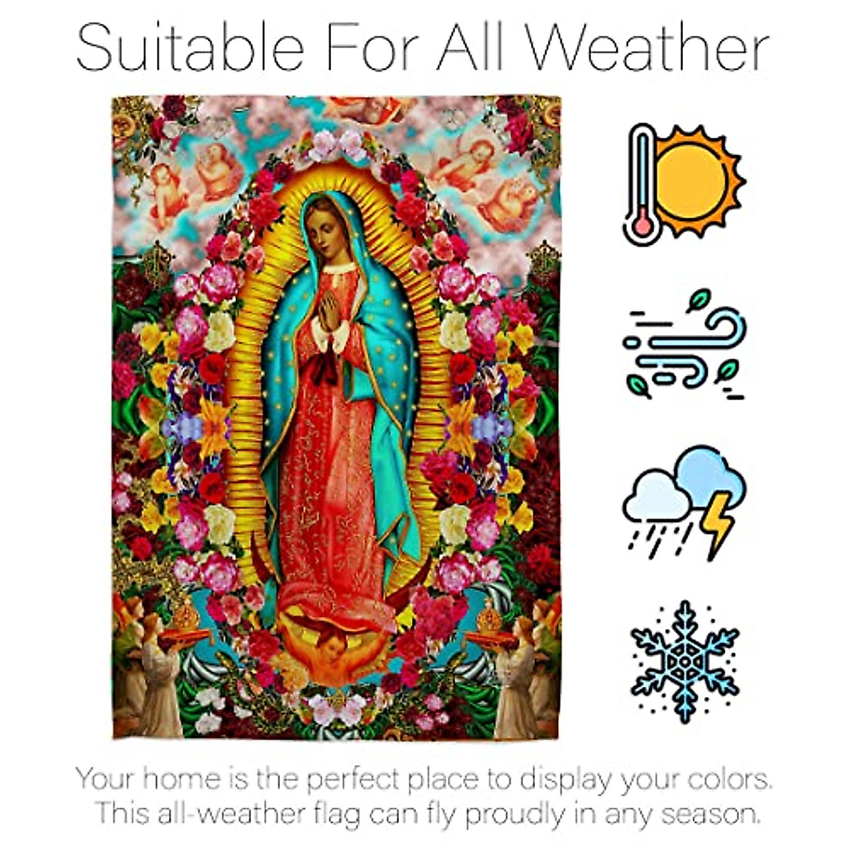 Ornament Collection Our Lady of Guadalupe Garden Flag Religious Faith Hope Grace Peace Dove Christian Religion Easter House Decoration Banner Small Yard Gift Double-Sided, Made in USA