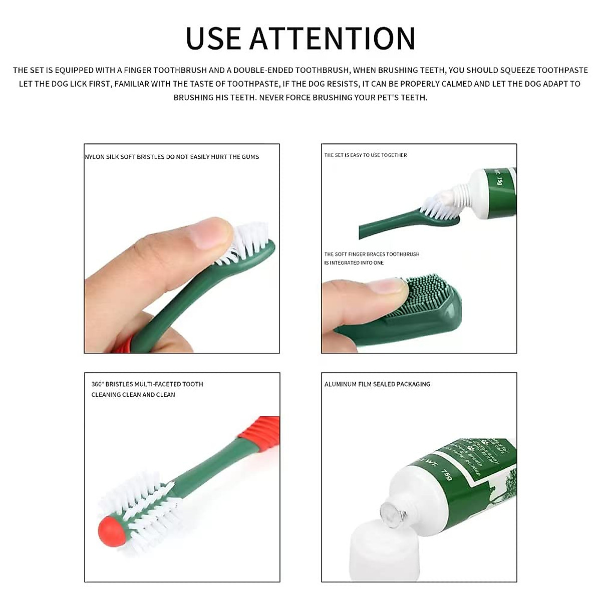 windhunt A Series of Sets for Pets Tooth Protecting and Cleaning. Including Toothpaste,Toothbrush and Fingerbrush.Preventing Tartar Buildup and Plaque.Beef Flavor.(Large)