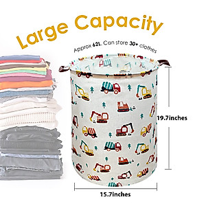 TARWEMMQN 2-Pack Baby Large Laundry Hamper with Handle Collapsible Cartoon Dirty Clothes Basket Tall Freestanding Toy Storage Organizer for Laundry,Bedroom,Nursery