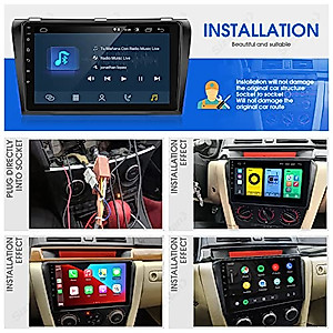 SizxNanv for Mazda 3 Android 10 Touch Screen Compatible with Carplay Android Auto,Car Radio Stereo Bluetooth Navigation Media Player GPS WiFi FM Rear Camera for Mazda 3 2004 2005 2006 2007 2008 2009