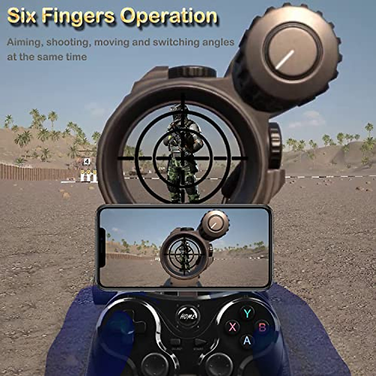 Android Game Controller Key Mapping Function Wireless Gaming Controller Gamepad for PUBG Mobile, Call of Duty Mobile, Android Phone/Tablet, Samsung, Redmi, Motorola, One+ - Not for iOS/PC (Black)