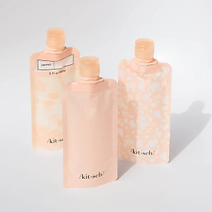 Kitsch Travel Containers - Leak Proof Refillable Squeeze Pouches | TSA Approved Travel Pouches for Toiletries & Shampoo Travel Container | Travel Liquid Container | Travel Tubes, 3oz (Blush)