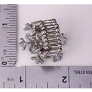 YACQ Women's Snowflake Snowman Stretch Rings Fit Finger Size 6 to 8 - Color-Changing Crystals - Silk Scarf Holders - Holiday Christmas Jewelry - Blue