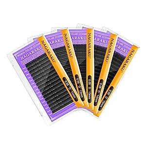 NAGARAKU 5 Trays Eyelash Extensions Individual Lashes 0.05mm D curl 11/12/13/14/15mm in 1 pack Classic Soft Natural Professional Faux Mink 16 rows