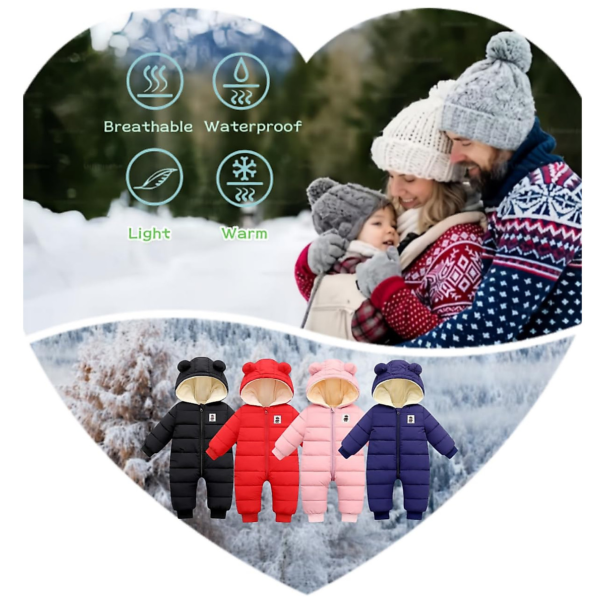 Ohrwurm Hooded Puffer Jumpsuit for Baby Boys Girls Long Sleeve Winter Romper Warm Snowsuit Coat Down Jacket 0-6 Months Black