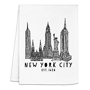Funny Dish Towel, New York City, Flour Sack Kitchen Towel, Sweet Housewarming Gift, Farmhouse Kitchen Decor, White