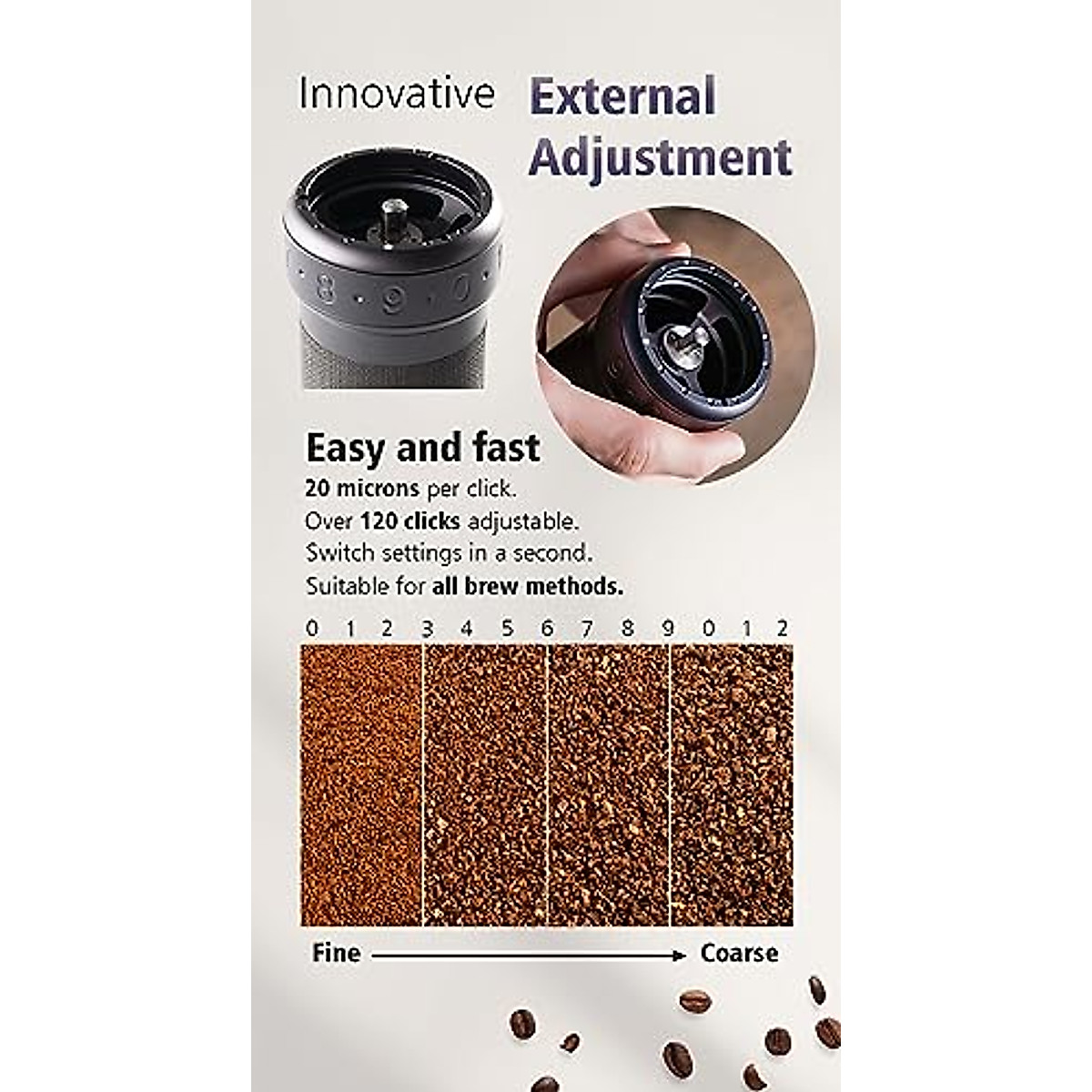 1Zpresso K-Ultra Manual Coffee Grinder Iron Gray with Carrying Case, Assembly Consistency Grind Stainless Steel Conical Burr, Foldable Handle, Numerical External Adjustable Setting, All-Round Grinder