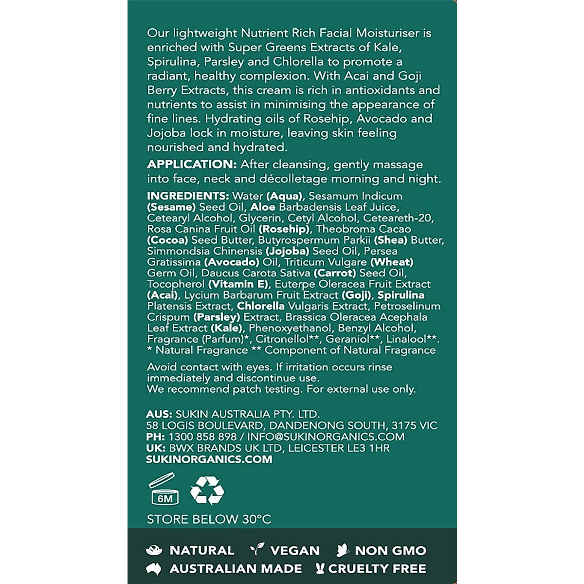 SUKIN Nutrient Rich Facial Moisturizer, 125 ML