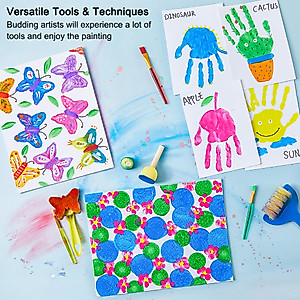 Kids Washable Finger Paints Set, Shuttle Art 33 Pack Non Toxic Kids Painting Set with 10 Colours (60ml) Finger Paints, Paint Pad, Sponge Paint Brushes, Eco Natural for Children and Toddler