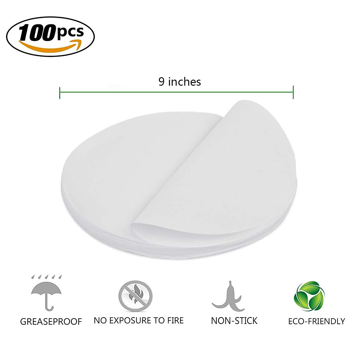 100pcs Parchment Paper Rounds 9 Inch Diameter Precut for Baking - Non-STICK 9'' Cake Pan Liner Circles, Perfect for Cheesecake Pan Springform Pan Bundt Pan Steamer and Air Fryer