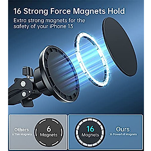 Magnetic Car Mount Phone Holder - Mag Safe Air Vent Phone Mount for Car Compatible with iPhone 14 13 12 Pro Max Mini Plus, Mag Safe Case, 360° Adjustable Mag Safe Car Mount Phone Holder for All Phone