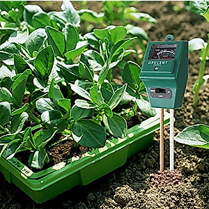 OPULENT SYSTEMS 3-in-1 Soil pH Meter Soil Moisture Light and pH Tester, Gardening Hand Tools for Indoor & Outdoor Garden Lawn Farm Plant Care