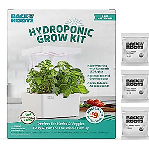 Back to the Roots Hydroponic Grow Kit, Indoor Garden (Matte White), Organic Seeds Included, Gardening Gift, Everything Included