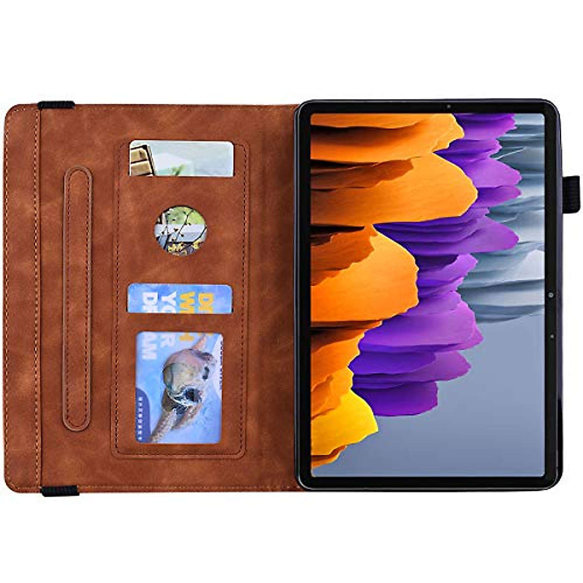 Pefcase Case for Galaxy Tab S7 Plus 12.4 inch Premium PU Leather Folio Stand Cover with Card Slot Pen Holder Multi-Angle Viewing, for Samsung Galaxy Tab S7+ Plus 2020 SM-T970/T975/T976 - Brown