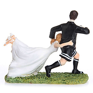 Riverbyland Wedding Cake Topper Funny Bride and Groom Football Figurine