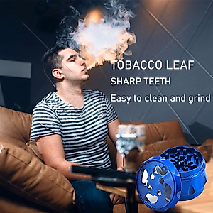 Generic 2.5 Inch Four Layers Manual Grinder - Spice and Seed Grinder - Kitchen Gadget - Transparent Cover - Easy to Clean - Suitable for Coffee Beans, Spices, Tobacco (1 Pack) (Blue)