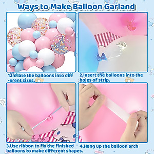 202PCS Cute Birthday Party Supplies, Kawaii Birthday Party Decorations include Banner, Latex Balloons, Backdrop, Cake Topper, Tableware, Plates, Napkins, Temporary Tattoos for Kids Birthday