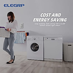 ELEGRP Occupancy Motion Sensor Light Switch, PIR Infrared Motion Activated Wall Switch, No Neutral Wire Required, Single Pole for CFL/LED/Incandescent, w/Wall Plate, UL Listed (2 Pack, Matte White)