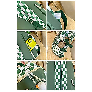 Grunge Aesthetic Backpack Checkered School Bag Harajuku Laptop Backpack for Women Large Capacity School College Backpack (Purple, One Size)