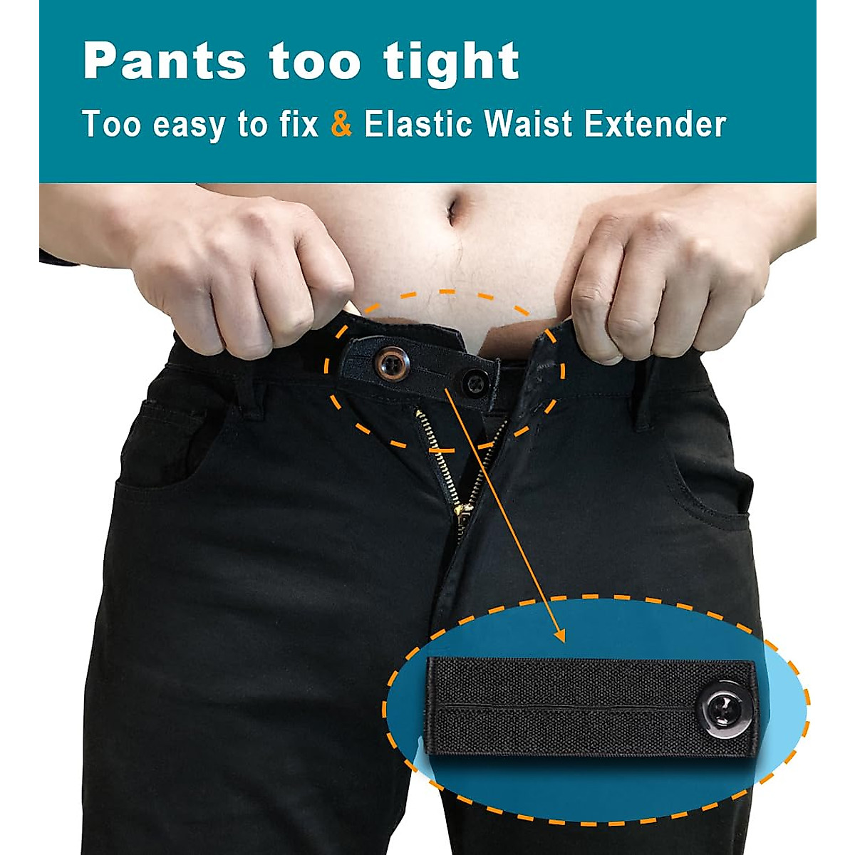 YUANHANG 15Pcs Waist Extender for Pants Jeans: Elastic Waistband Button Expander for Women Men
