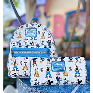 Loungefly Disney Wallet Mickey Mouse Friends Forward & Backward Print Zip Clutch