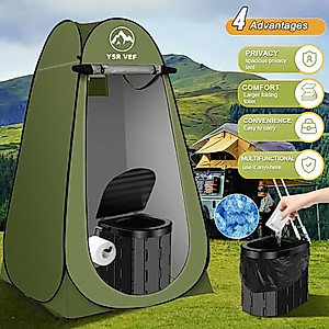 Portable Toilet Kit for Adults,Pop Up Privacy Tent,Large Portable Toilet Potty for Adults,12 Toilet Bags,12 Pack Liquid Waste Gel,Washable,Portable Outdoor Showers, Tents,Camp Toilets,Changing Rooms
