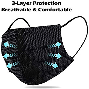 100 PCS Kids Black Face Mask - Breathable, Premium Designed Kids Mask with Longer Earloops Disposable Mask for Indoor and Outdoor Use