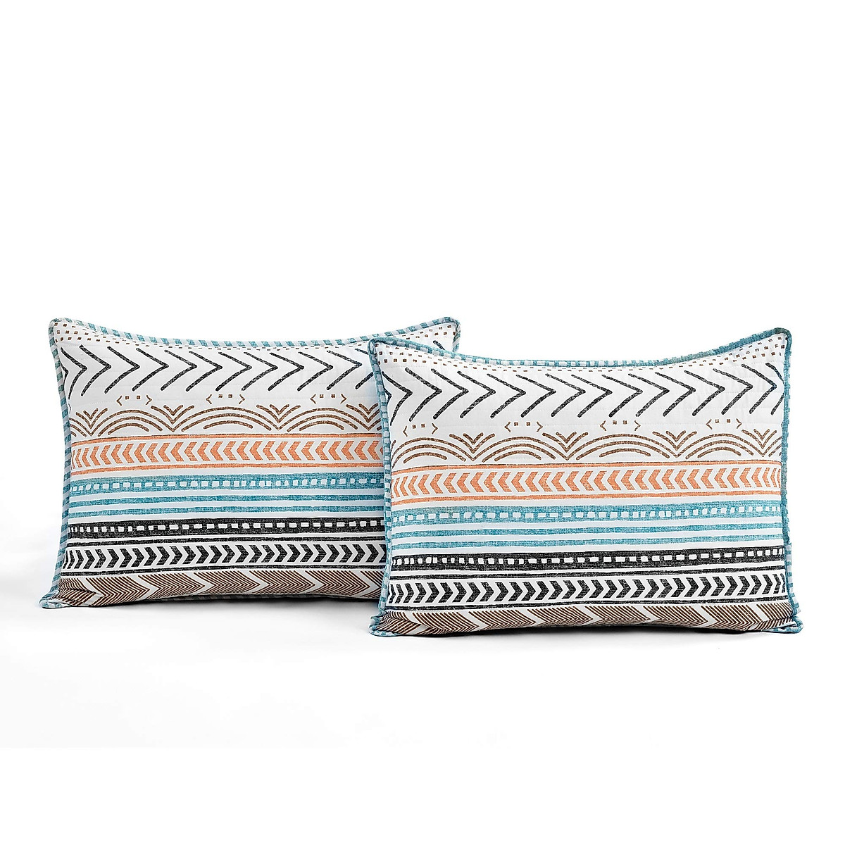 Lush Decor Hygge Geo Pattern Striped 3 Piece Quilt Bedding Set, King, Neutral & Multicolored