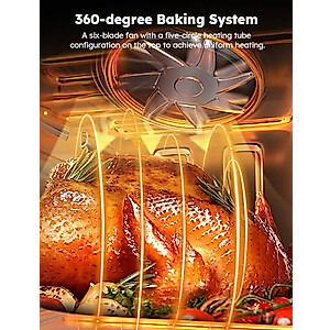 Nuwave Brio Air Fryer Oven, 15.5Qt X-Large Family Size, SS Rotisserie Basket &Skewer-Kit, Reversible Ultra Non-Stick Grill/Griddle Plate, Powerful 1800W, Integrated Smart Thermometer,Black