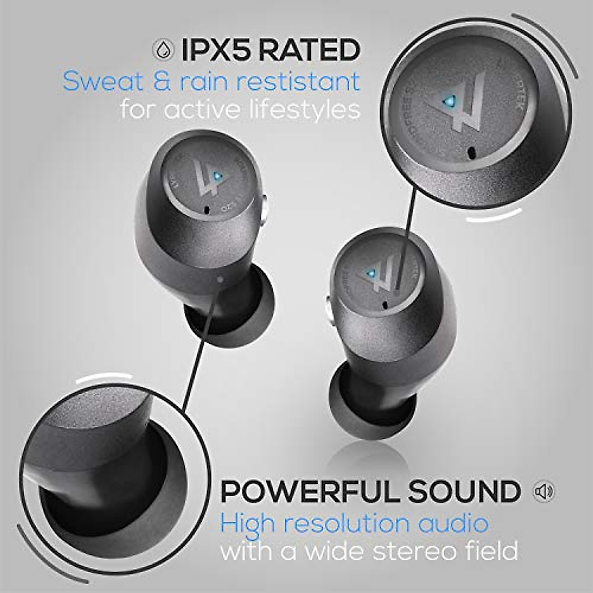 LYPERTEK SoundFree S20 - True Wireless in-Ear Headphone with QuickConnect, Wireless Charging, Ambient Sound, IPX5, 8+40h Playtime, Black