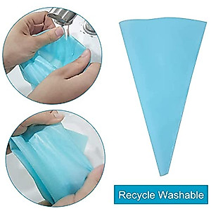 Piping Bag and Tips Set, Cake Piping Set for Baking with Reusable Piping Bags and Tips, Standard Converters, Silicone Rings, Decorating Supplies for Deviled Egg, Cake, Cupcake and Cookie Icing